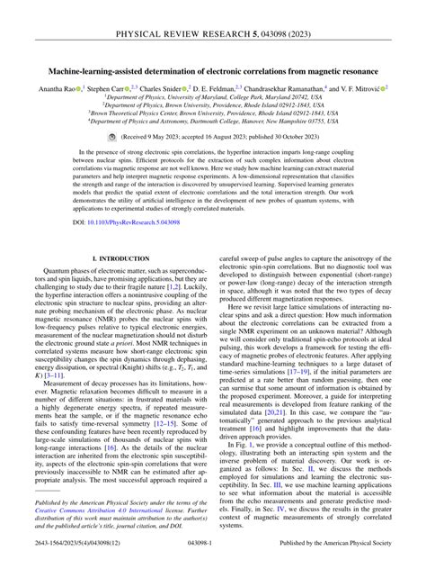 Pdf Machine Learning Assisted Determination Of Electronic