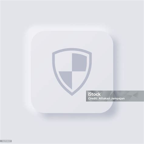 방패 아이콘 웹 디자인을 위한 white neumorphism 소프트 ui 디자인 응용 프로그램 ui 등 버튼 벡터 3차원