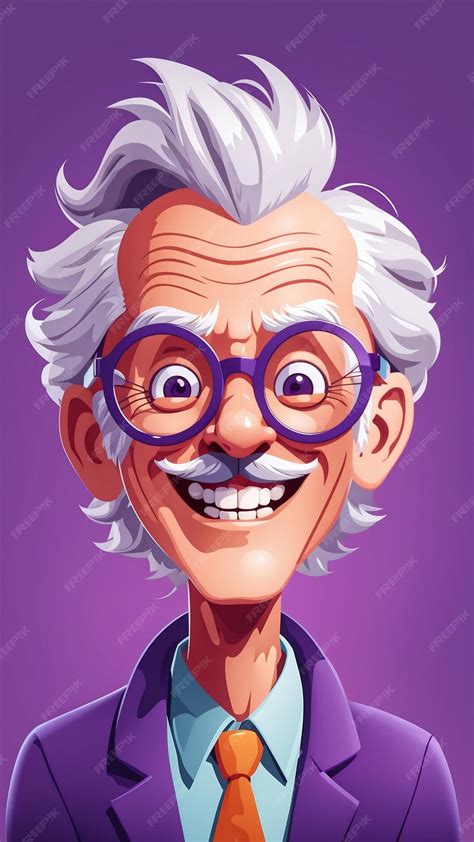 Portrait Of A Happy Old Man In Glasses Vector Illustration Premium Ai