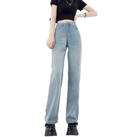 天絲闊腿牛仔褲女夏季薄款2024年新款復古高腰直筒小個子冰絲褲子 Taobao