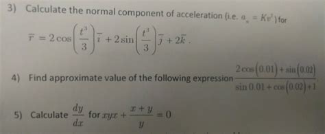 Solved 3 Calculate The Normal Component Of Acceleration