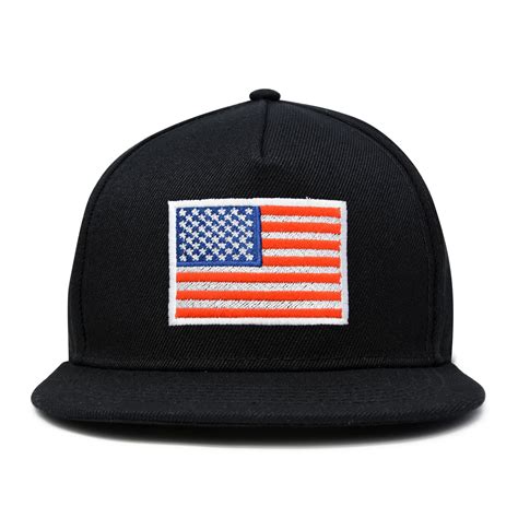 Dalix American Flag Hat Flat Bill Snapback Usa Baseball Cap In Black