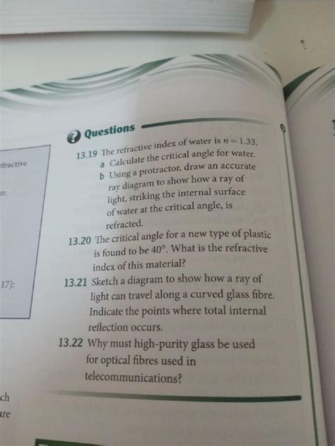 Solved Questions Fractive 13 19 The Refractive Index Of Chegg Com