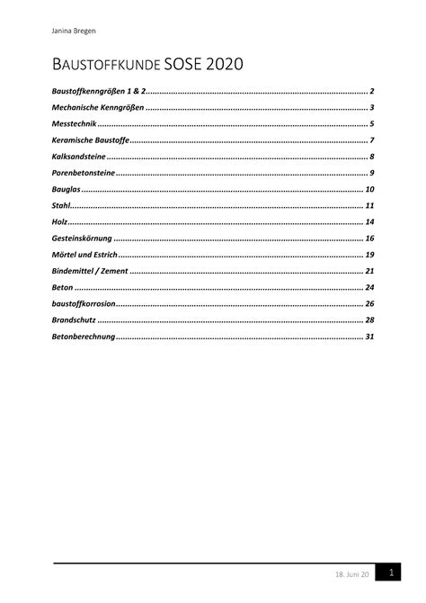 Lernzettel Baustoffkunde 2020 Warning Tt Undefined Function 32