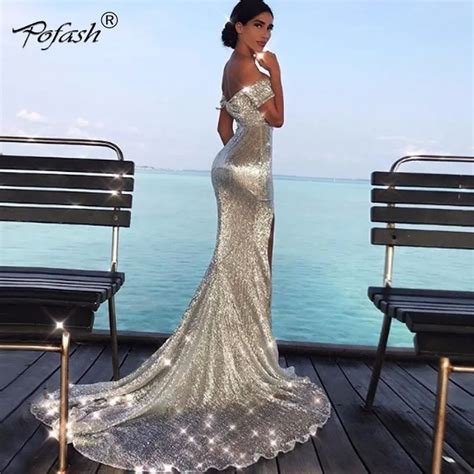 Pofashh сексуальное с блестками облегающее вечерние Сетчатое с открытой спиной макси