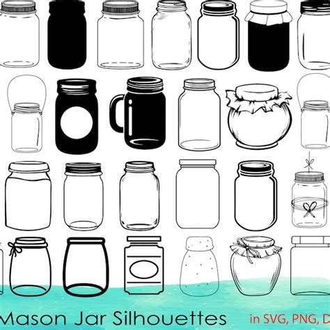 Mason Jar Clipart Etsy