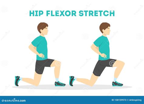 Man Doing Hip Flexor Stretch Exercise Idea Of Healthy Stock Vector