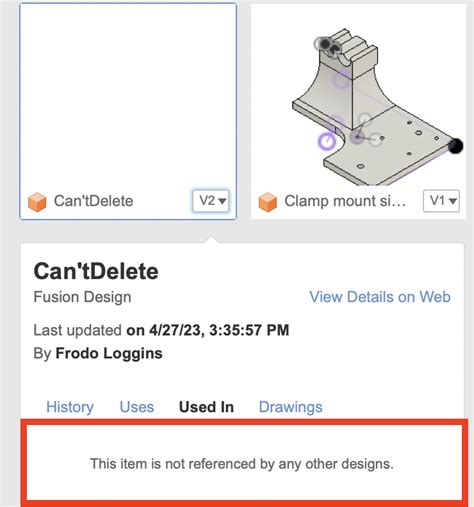 can t delete document a version of this design has been referenced by