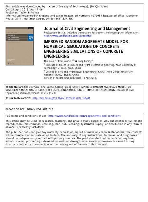 Pdf Improved Random Aggregate Model For Numerical Simulations Of Concrete Engineering