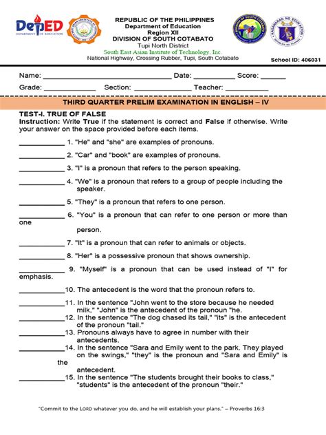 Eng 4 Prelim 3 Exam 2022 2023 Pdf Plot Narrative Pronoun