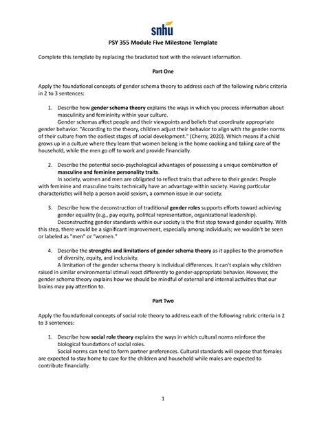 PSY 355 Module Five Milestone Template PSY 355 Module Five Milestone