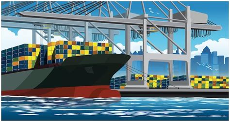 Premium Vector Loading Containers On A Large Container Ship