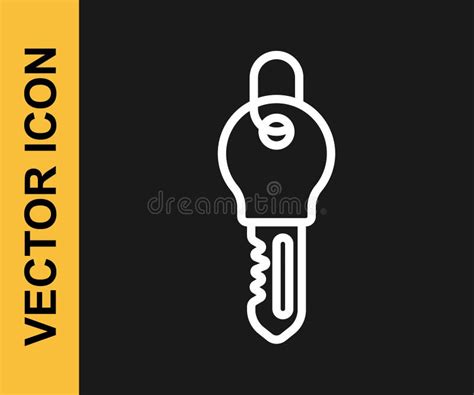 White Line Key Icon Isolated On Black Background Vector Stock Vector