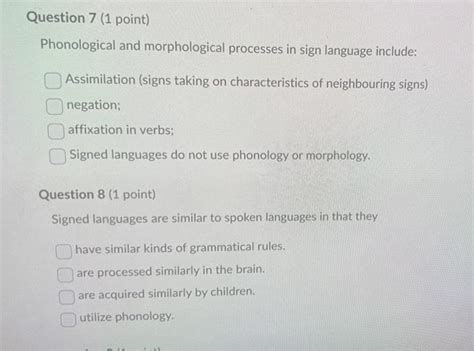 Solved Phonological And Morphological Processes In Sign