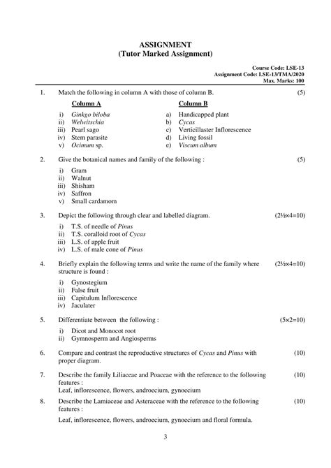 Lse 13 Plant Diversity Ii In English Solved Assignment 2020 Free