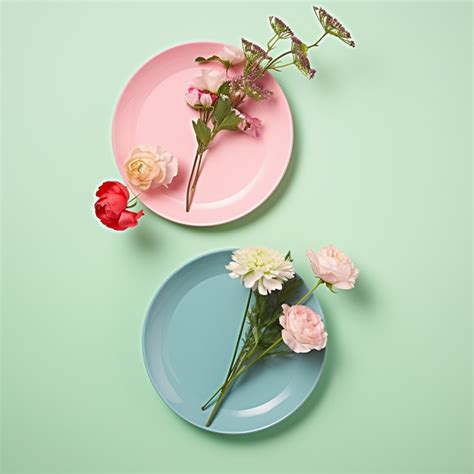 분홍색 배경에 꽃과 녹지가 쌓인 세 개의 접시 고해상 꽃 누끼 배경 일러스트 및 사진 무료 다운로드 Pngtree