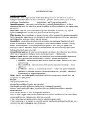 ANTHROPOLOGY FINAL ANTHROPOLOGY FINAL Gender Lecture Gender Sex Most People Assume Its