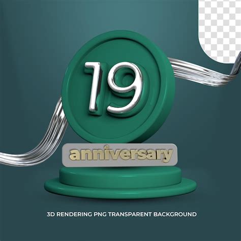 Modelo De Pôster De Aniversário De 19 Anos De Celebração 3d Render