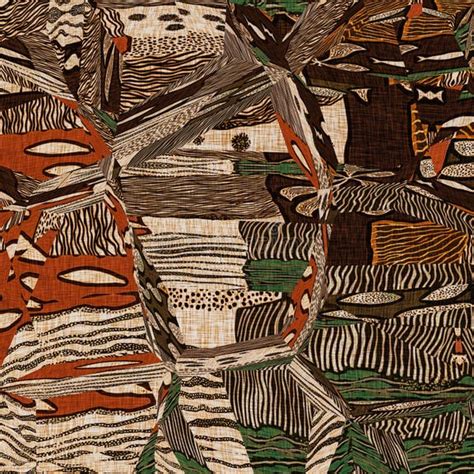 Autumnal Brown Patched Cozy Seamless Pattern Patchwork Style Fabric