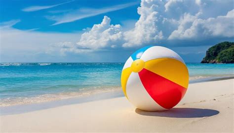 Premium Photo Colorful Beach Ball On Sand Near Ocean Summer Vacation Beautiful Seascape