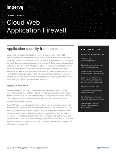 Imperva Cloud Waf Capability Brief 2020 Pdf Cloud Computing