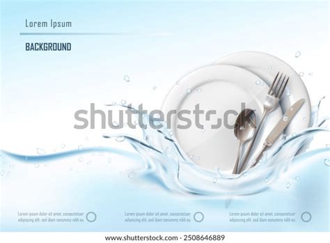 3d Realistic Vector Illustration Washing Dishes Stock Vector Royalty