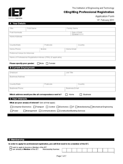 Ceng Ieng Professional Registration A Your Details Pdf Science And Technology Engineering