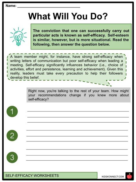 Reading Self Efficacy Worksheets