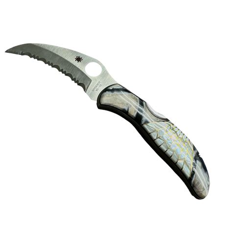 Spyderco Folding Locking Pocket Knife W Mop And Agate Handle American Leather Maker Of Fine