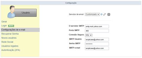 Configurações De E Mail Documentação Scriptcase