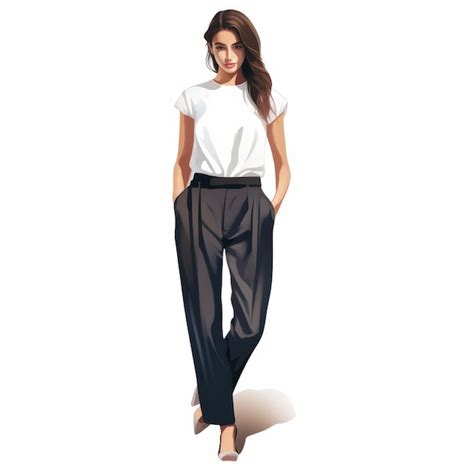 Premium Photo Fashionable Woman Wearing Trousers Digital Art Illustration