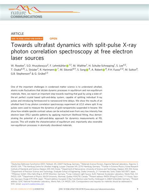 Pdf Towards Ultrafast Dynamics With Split Pulse X Ray Photon