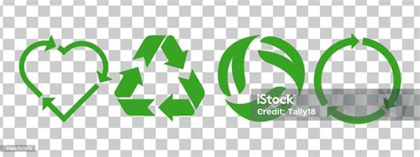 재활용재활용 아이콘 기호를 설정합니다 로고 또는 기호를 재활용합니다 포장 Recyclingecology 친환경 환경 관리 기호에 대 한 벡터 녹색 아이콘입니다 투명한 배경에