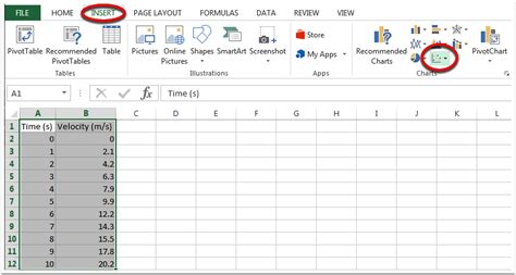 Creating Graphs In Microsoft Excel Regents Physics