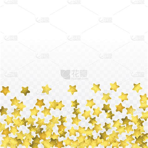 星星纸屑孤立在透明的背景。