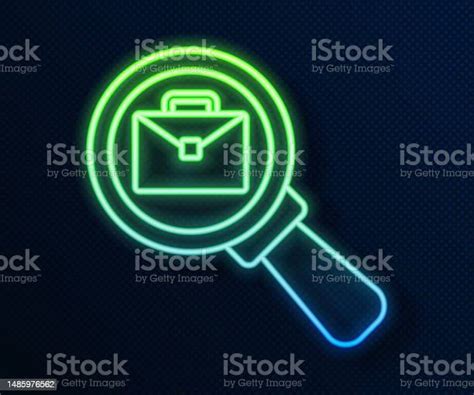 Ligne Lumineuse Au Néon Loupe Avec Icône De Portedocuments Isolée Sur