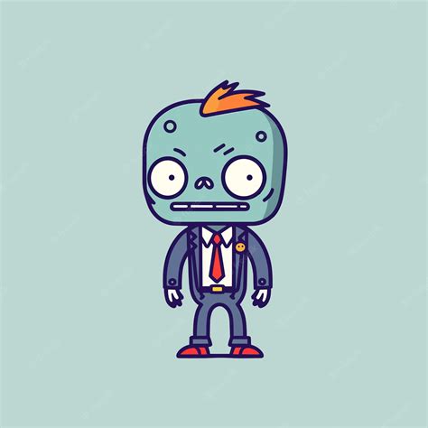 귀여운 좀비 만화 헬로윈 괴물 캐릭터 허수아비 그림 프리미엄 벡터