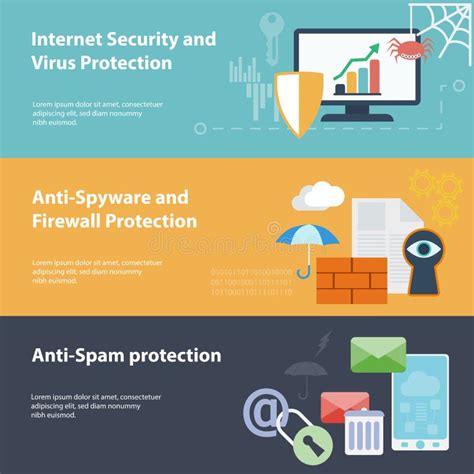 Banner Set With Hacking Virus Protection Stock Vector Illustration Of Account Element 47269407
