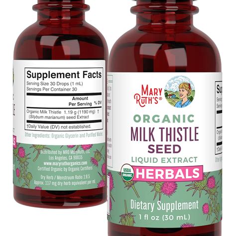 Milk Thistle Seed Liquid Drops By MaryRuths Sugar Free USDA Organic