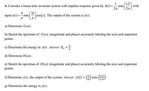 Solved T 2 4 Consider A Linear Time Invariant System With Chegg