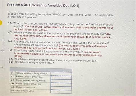 Solved Problem 5 46 Calculating Annuities Due Lo 1