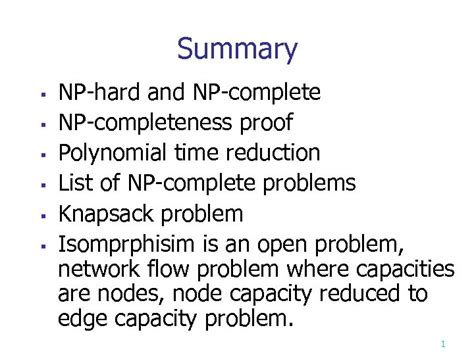 Summary Np Hard And Np Completeness Proof