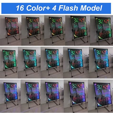 Illuminated Erasable LED Message Board 32x24 Inch Flashing Chalkboard Signs With Neon Effect