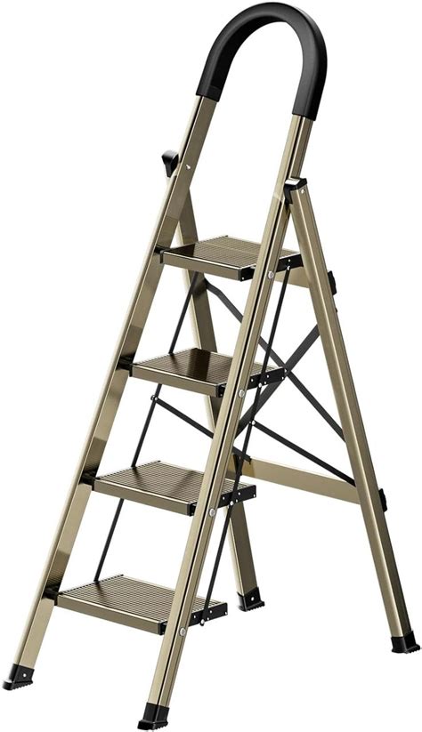 4 Step Ladder Folding Step Stool With Handgrip Anti Slip And Wide
