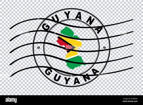 Map Of Guyana Postal Passport Stamp Travel Stamp Clipping Path Stock