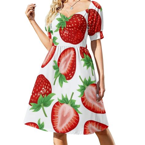 Colorful Strawberries Summer Womens Dress 2025 Elegant Dresses Plus Sizes