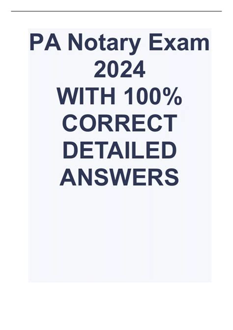 Pa Notary Exam 2024 With 100 Correct Detailed Answers Pa Notary