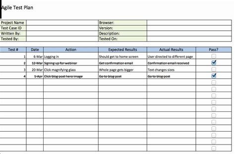 Test Plan Template Excel