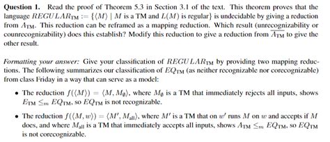 Solved Question 1 Read The Proof Of Theorem 5 3 In Section