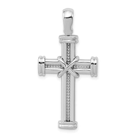 Beaded Cross Pendant Solid 14k Yellow Gold